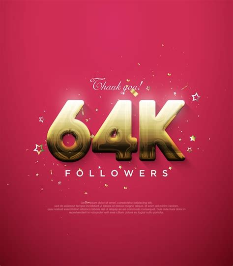 Premium Vector Thank You Followers For 64k With Fancy Gold Numbers On A Red Background
