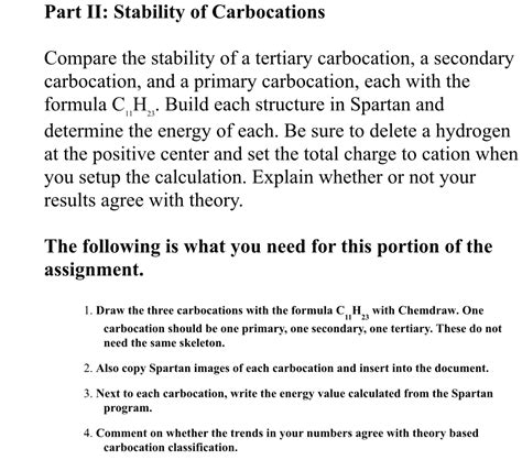 Solved Part Ii Stability Of Carbocationscompare The