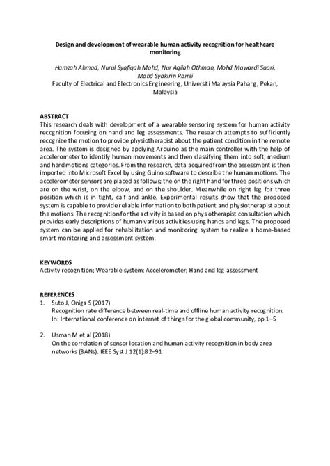 Pdf Design And Development Of Wearable Human Activity Recognition For Healthcare Monitoring