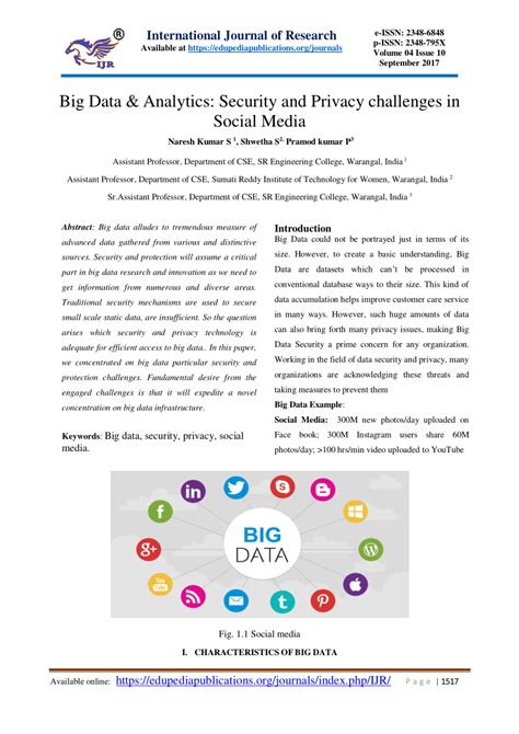 pdf international journal of research big data and analytics security