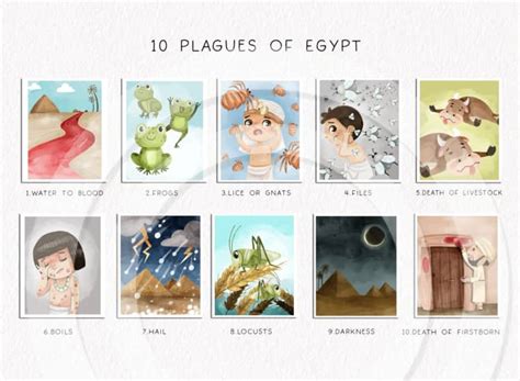 Ten Plagues Of Egypt Clipart Hand Drawn Bible Story Illustrations