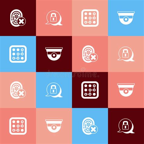 Set Pop Art Cancelled Fingerprint Lock Graphic Password Protection