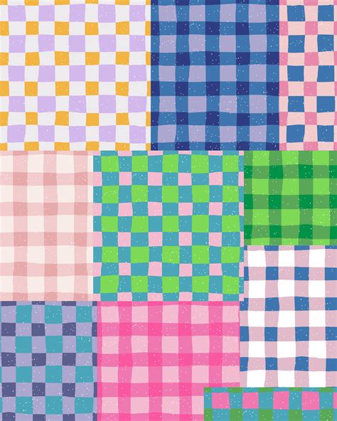 Checker Print Art Colorful Patchwork Pattern
