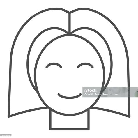 여성 십대 머리 얇은 라인 아이콘 어린 시절 개념 흰색 배경에 직선 머리 기호와 어린 소녀 모바일 및 웹 디자인에 대한 개요