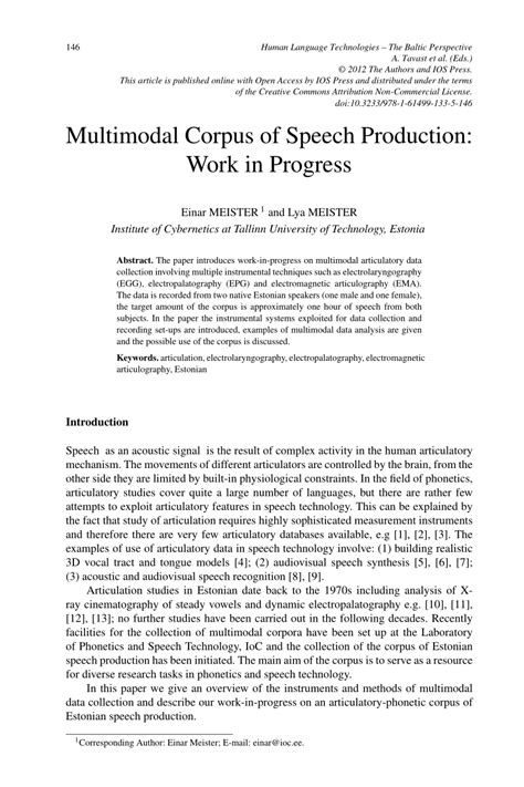 Pdf Multimodal Corpus Of Speech Production Work In Progress