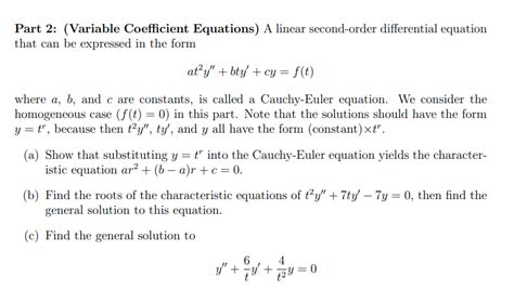 solved part 2 variable coefficient equations a linear