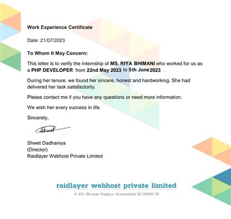 Riya Bhimani On Linkedin Internship Developer Php Experience