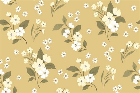 완벽 한 꽃 패턴 추상적 인 식물 벽지 섬유 디자인 꽃 가지 베이지 색 배경에 나뭇잎 벡터 일러스트 레이 션입니다 0명에 대한 스톡 벡터 아트 및 기타 이미지 Istock