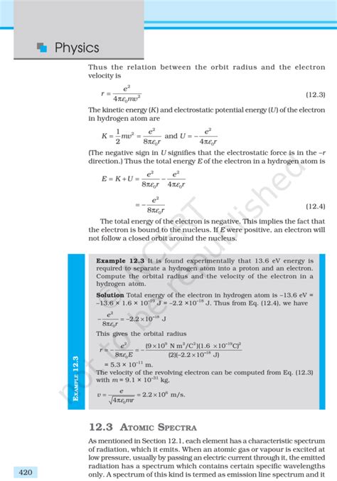 NCERT Book Class Physics Chapter Atoms