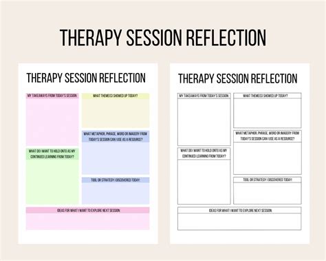 Therapy Session Reflection Worksheet Mental Health Tools Digital