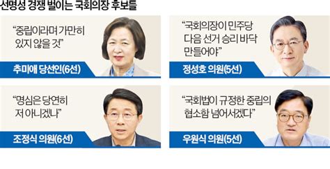 민주당 7일부터 국회의장 후보 등록선명성 경쟁 가열 한국경제