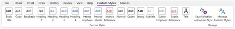 Custom Styles Available On Separate Ribbon Tab Onetastic