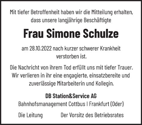 Traueranzeigen Von Simone Schulze Märkische Onlinezeitung Trauerportal