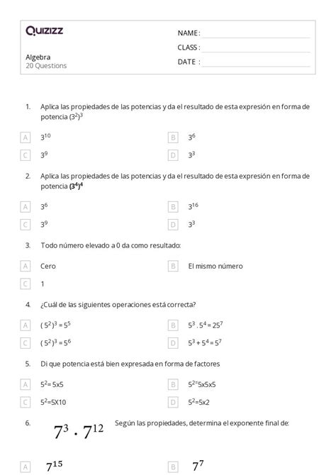 50 algebra worksheets for 3rd class on quizizz free and printable