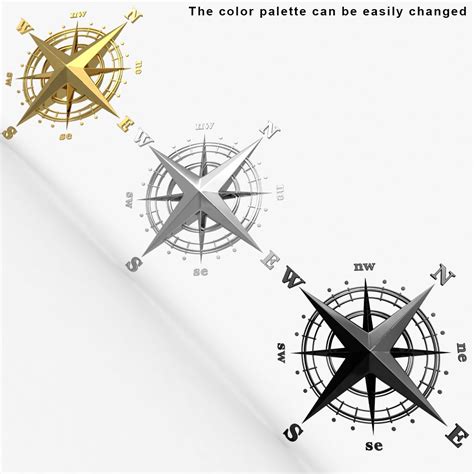 Compass Rose 3d Model 29 3ds Obj Fbx Max Free3d