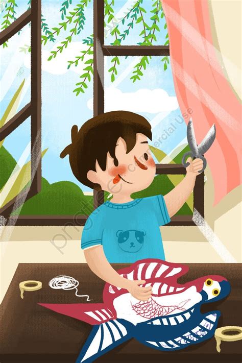 연 일러스트 날리기 일러스트을 만드는 봄 소년 삽화 연이 봄 일러스트 Pngtree 로열티 무료