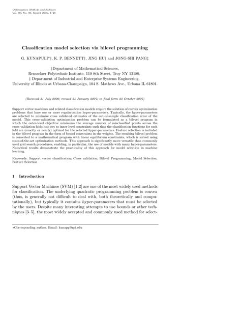 Pdf Model Selection Via Bilevel Programming