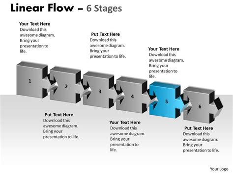 Linear Flow 6 Stages PowerPoint Slide Template Presentation Templates PPT Layout