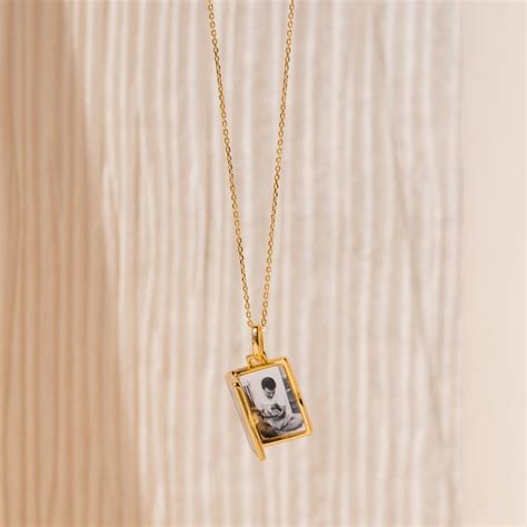 Black Enamel Rectangle Locket Necklace Black Locket Dream Jewelry