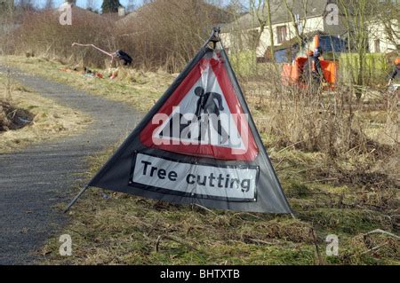 A Tree Cutting Sign Stock Photo Alamy