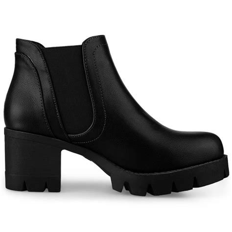 Lug Sole Chunky Heel Chelsea Ankle Boots Allegra K