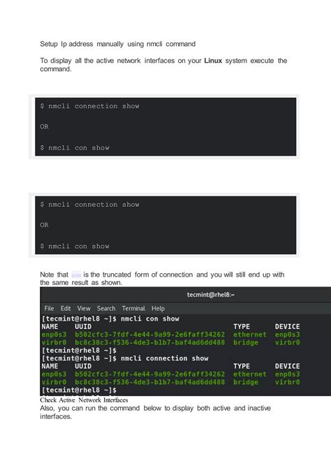 Setup Ip Address Manually Using Nmcli Command Pdf