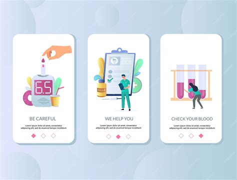 Premium Vector Diabetes Mobile App Onboarding Screens Vector Template