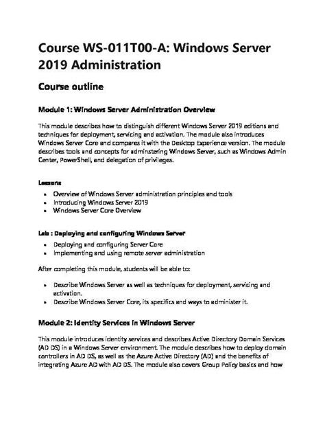PDF Course WS 011T00 A Windows Server 2019 Administration