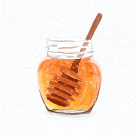 Hand Drawn Honey Watercolor Style Premium Vector Illustration Honey