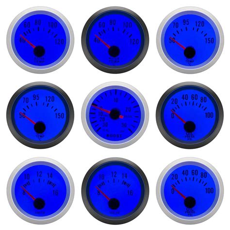 차량 범용 수온계 부스트 게이지 12v Psi 오일 압력 자동차 전압계 52mm 오일 온도 측정기 검정색 은색볼트