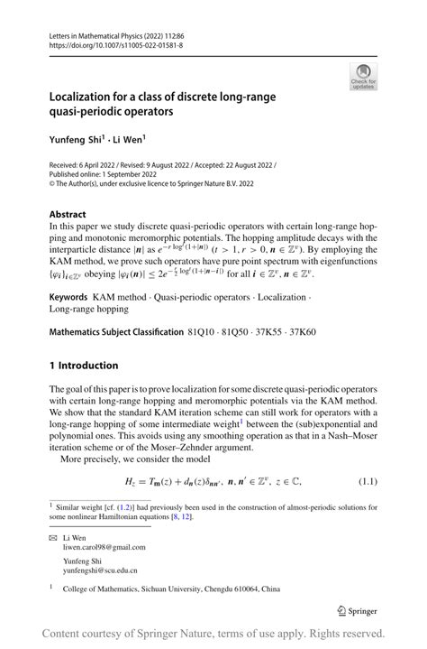 Localization For A Class Of Discrete Long Range Quasi Periodic Operators Request Pdf