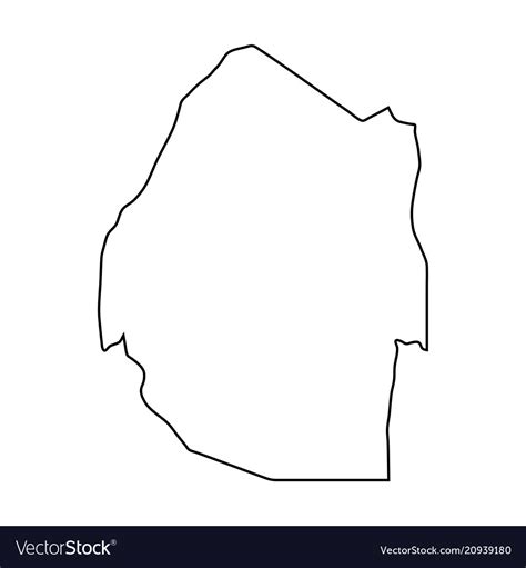 Swaziland Map Black Contour Curves On White Vector Image