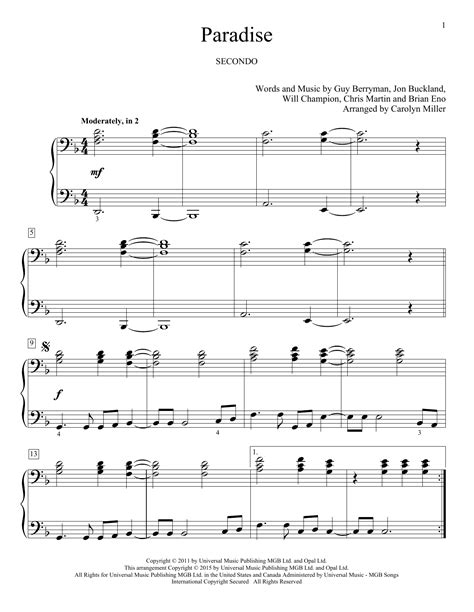 Download Carolyn Miller Paradise Sheet Music Chords Lyrics Pop