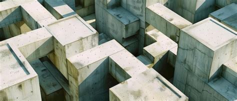 A Complex Structure Of Interlocking Concrete Slabs Forming A Modern Architectural Design