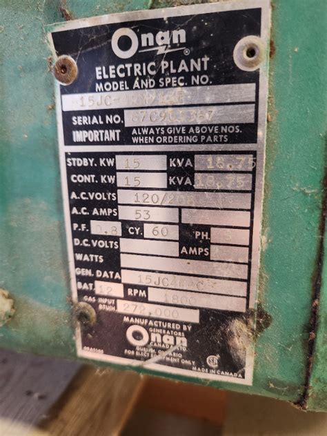 Onan Generator 120 208 3ph Other Business And Industrial Belleville Kijiji