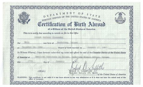 Certificate Of Birth Abroad Certificate Of