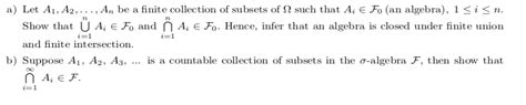 Solved I 1 A Let A1 A2 An Be A Finite Collection Of