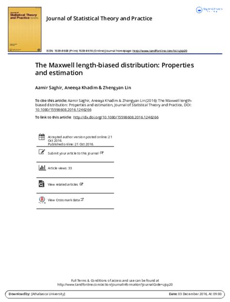 Pdf The Maxwell Length Biased Distribution Properties And Estimation