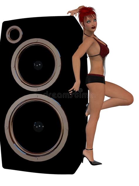 Woman Posing With A Music Speaker Stock Illustration Illustration Of Nudes Portrait 214161706