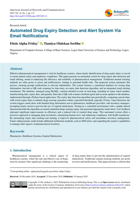 Pdf Automated Drug Expiry Detection And Alert System Via Email Notifications