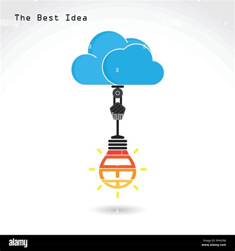 Flat Cloud Technology Computing And Creative Bulb Idea Concept Vector Illustration Stock Vector