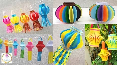 Vesak Lanterns Made With A4 Papers A4 කඩදාසි වලින් සෑදූ වෙසක් කූඩු
