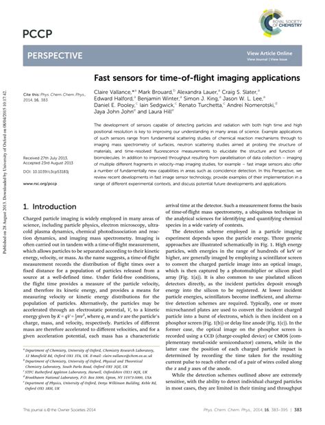 Pdf Fast Sensors For Time Of Flight Imaging Applications