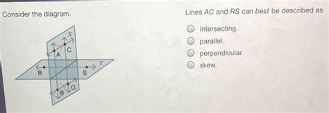 Consider The Diagram Lines AC And RS Can Best Be Described As Intersecting Parallel Per Math