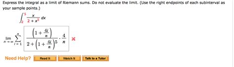 Solved Express The Integral As A Limit Of Riemann Sums Do Chegg Com