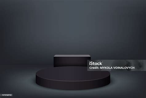 연단 라운드와 사각형 추상적인 배경에 어두운 색상의 계단식 받침대 3차원 형태에 대한 스톡 벡터 아트 및 기타 이미지 3차원 형태 건설 플랫폼 단일 객체 Istock