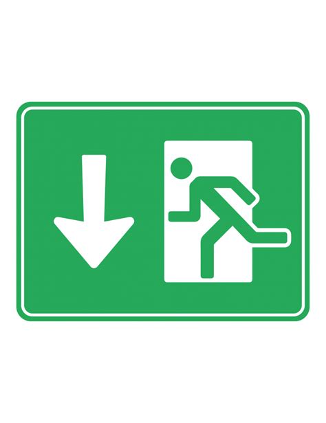 Emergency Exit Symbol Arrow Down Emergency Safety Sign