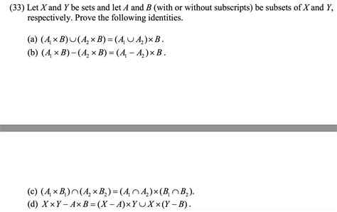 Solved Let X And Y Be Sets And Let A And B With Or Without