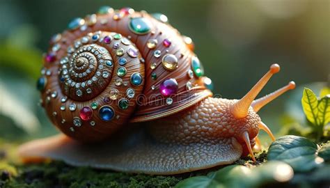 Snail With Gemstone Decorated Shellsnail With Gemstone Decorated Shell