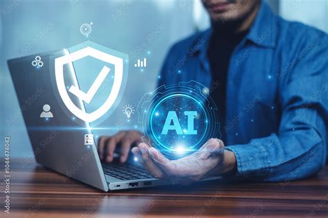 A Businessman Uses Ai For Data Security To Detect Potential Threats And Prevent Cyberattacks